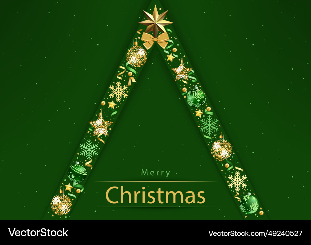 Green christmas card with decorations Royalty Free Vector