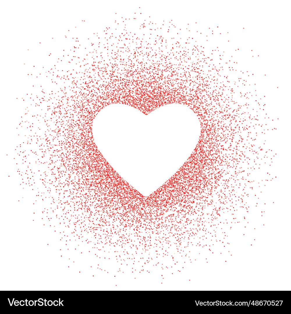 Heart in red spray frame symbol love pattern Vector Image