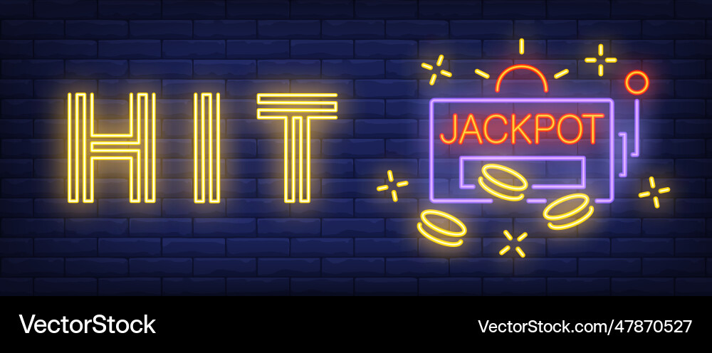 Hit jackpot neon sign Royalty Free Vector Image