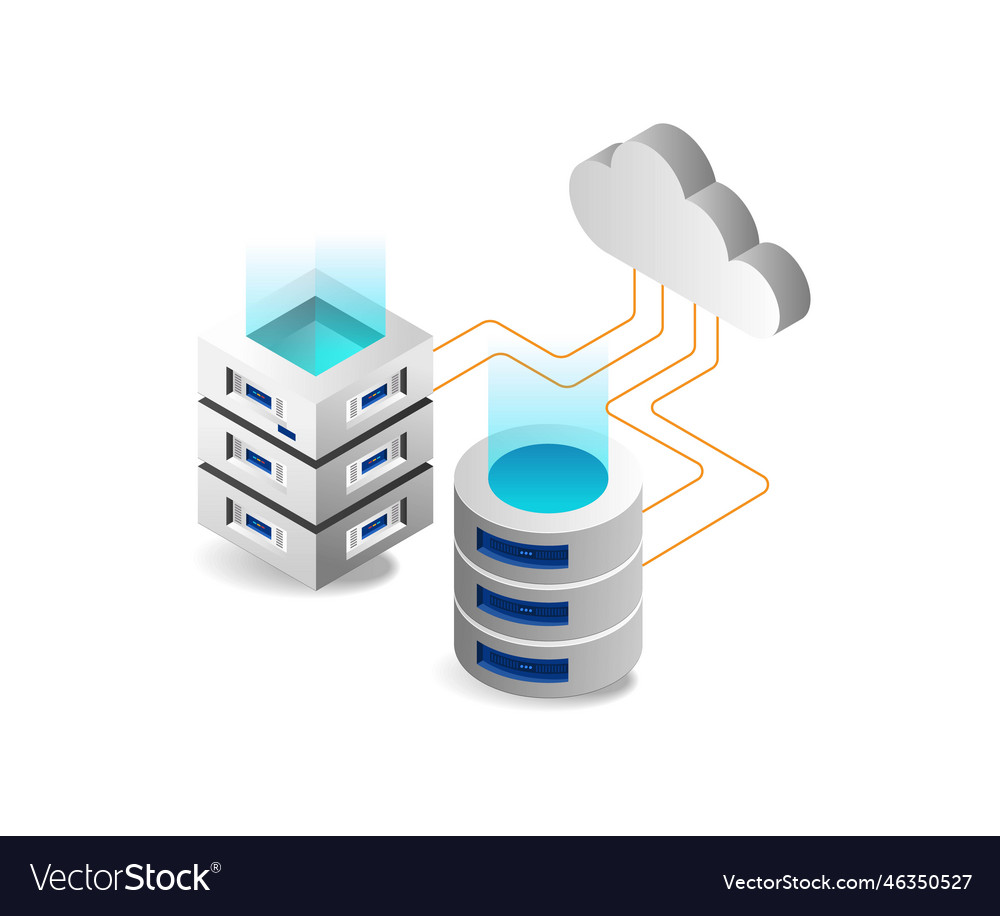 Isometric Flat 3d Concept Of Database Storage Vector Image