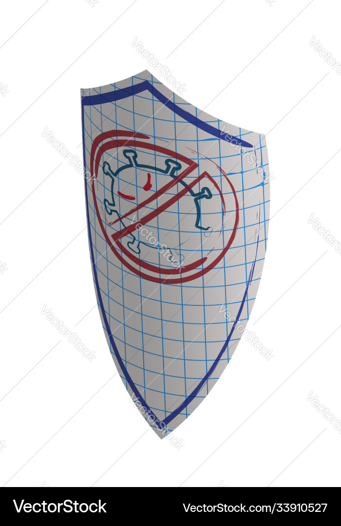 Knight shield with a sign protection against Vector Image