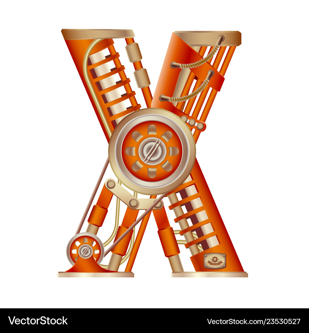 Letter x mechanic alphabet Royalty Free Vector Image