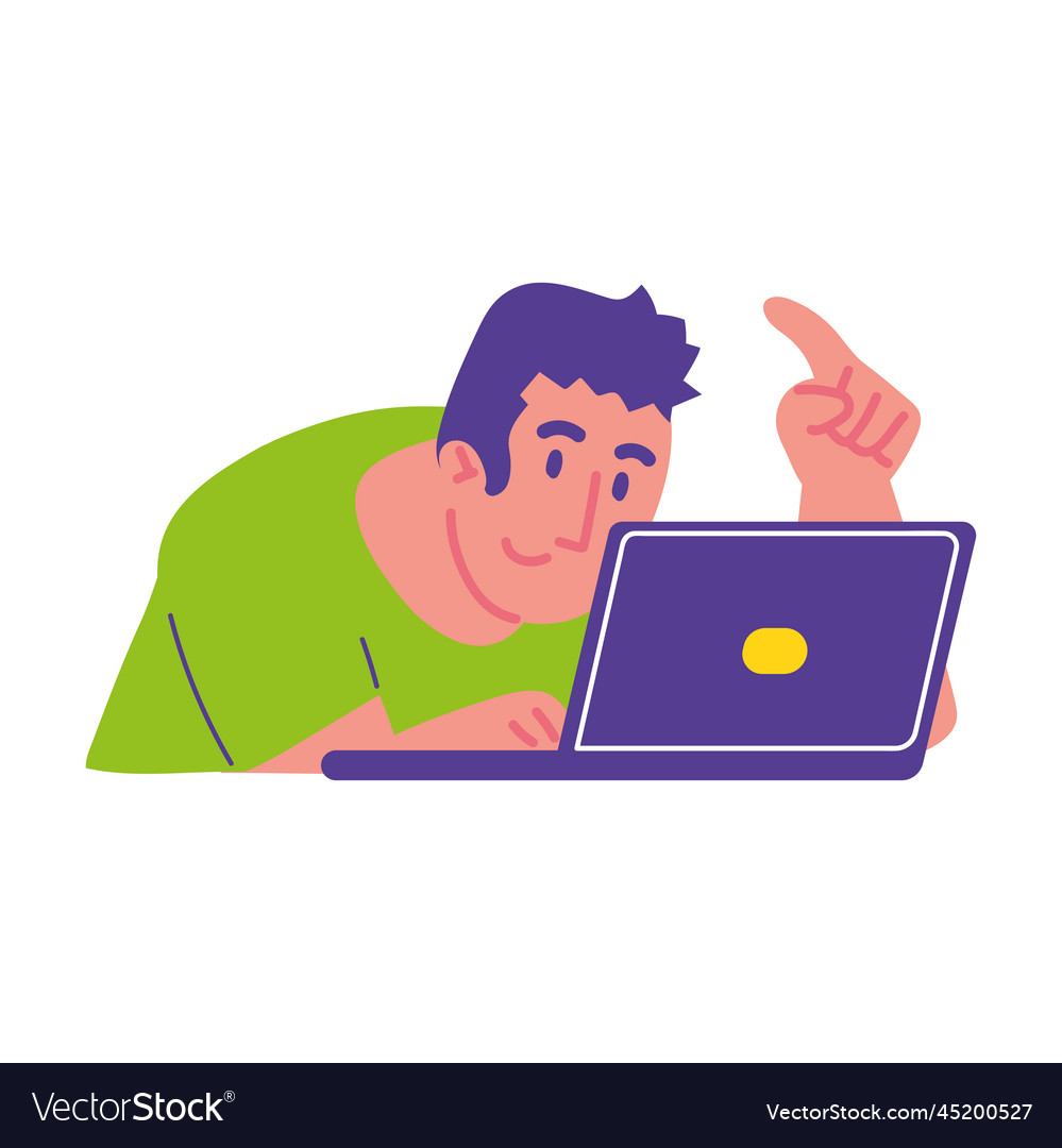 Man using laptop Royalty Free Vector Image - VectorStock