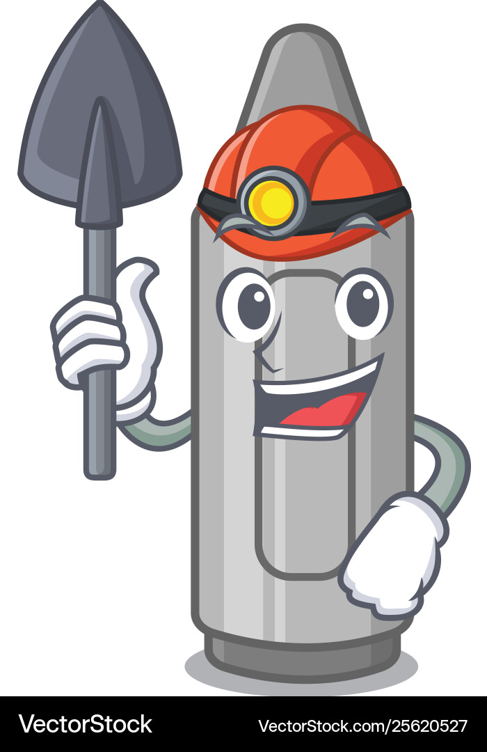 Miner grey crayon in mascot shape Royalty Free Vector Image