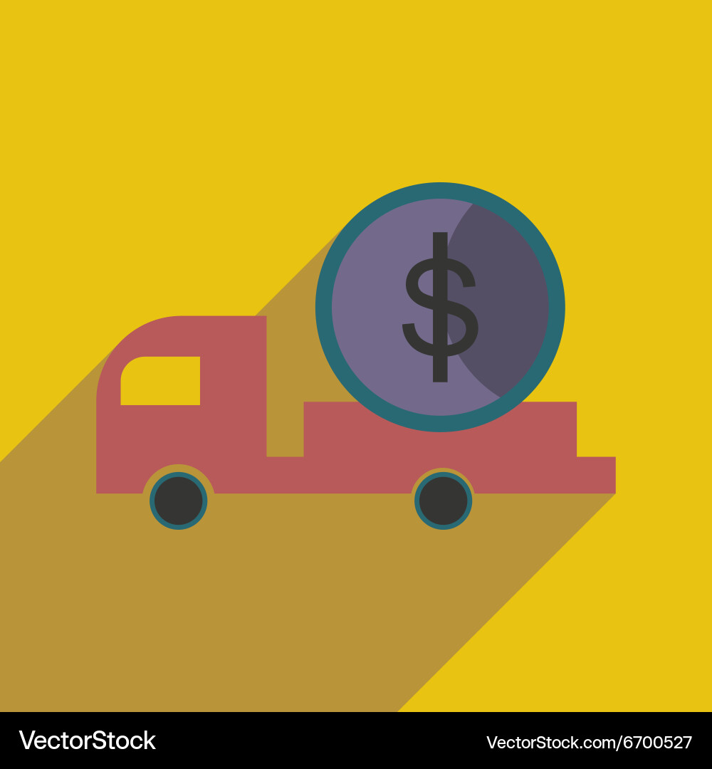 Modern flat icon with shadow car and money Vector Image