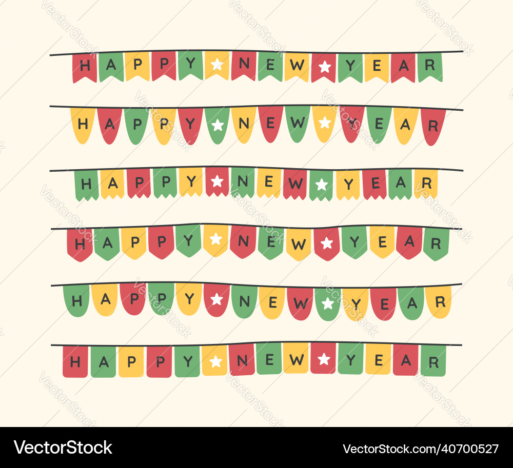 New year bunting collection Royalty Free Vector Image