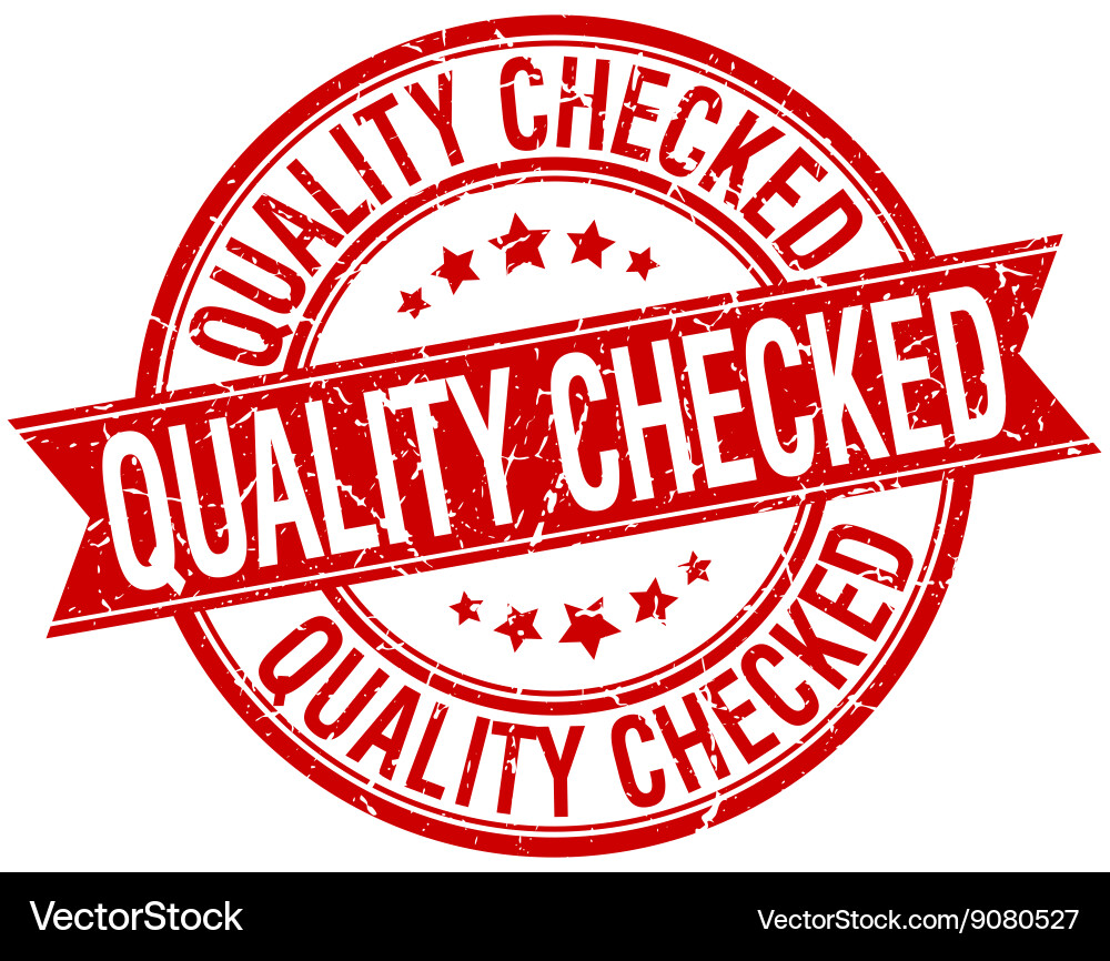 Quality checked grunge retro red isolated ribbon Vector Image