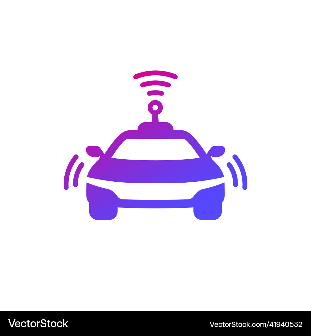 Autonomous car icon on white smart vehicle Vector Image