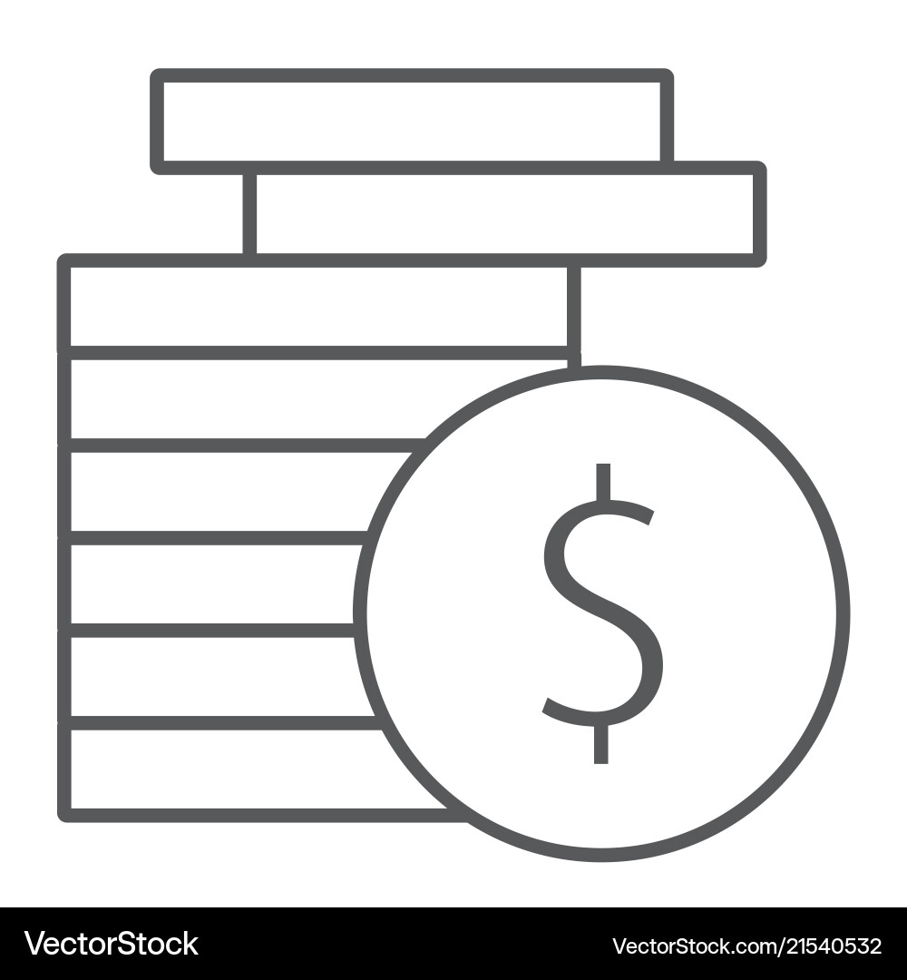 Coins thin line icon finance and banking Vector Image