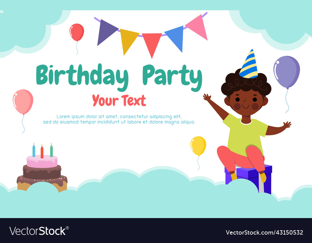 Cute colorful birthday party card template banner Vector Image