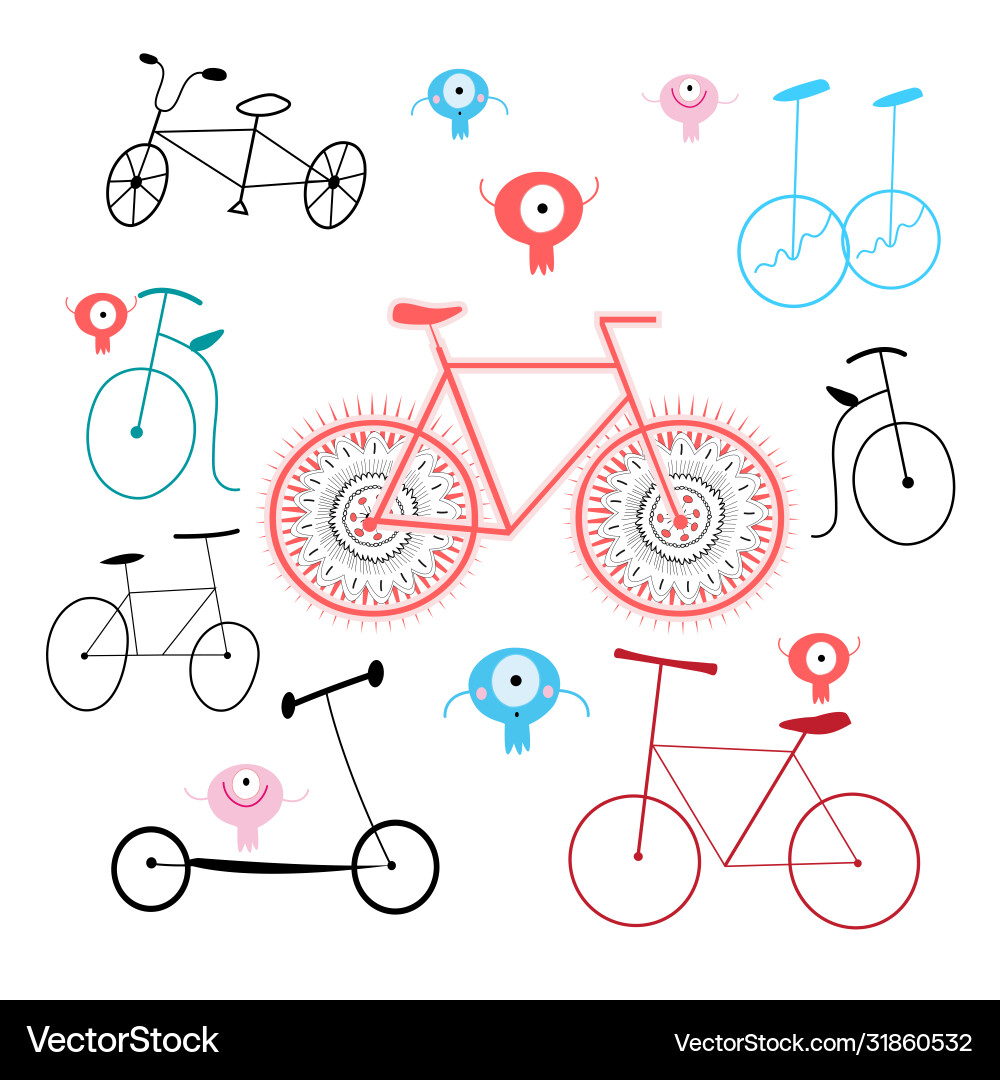 Different bikes Royalty Free Vector Image - VectorStock
