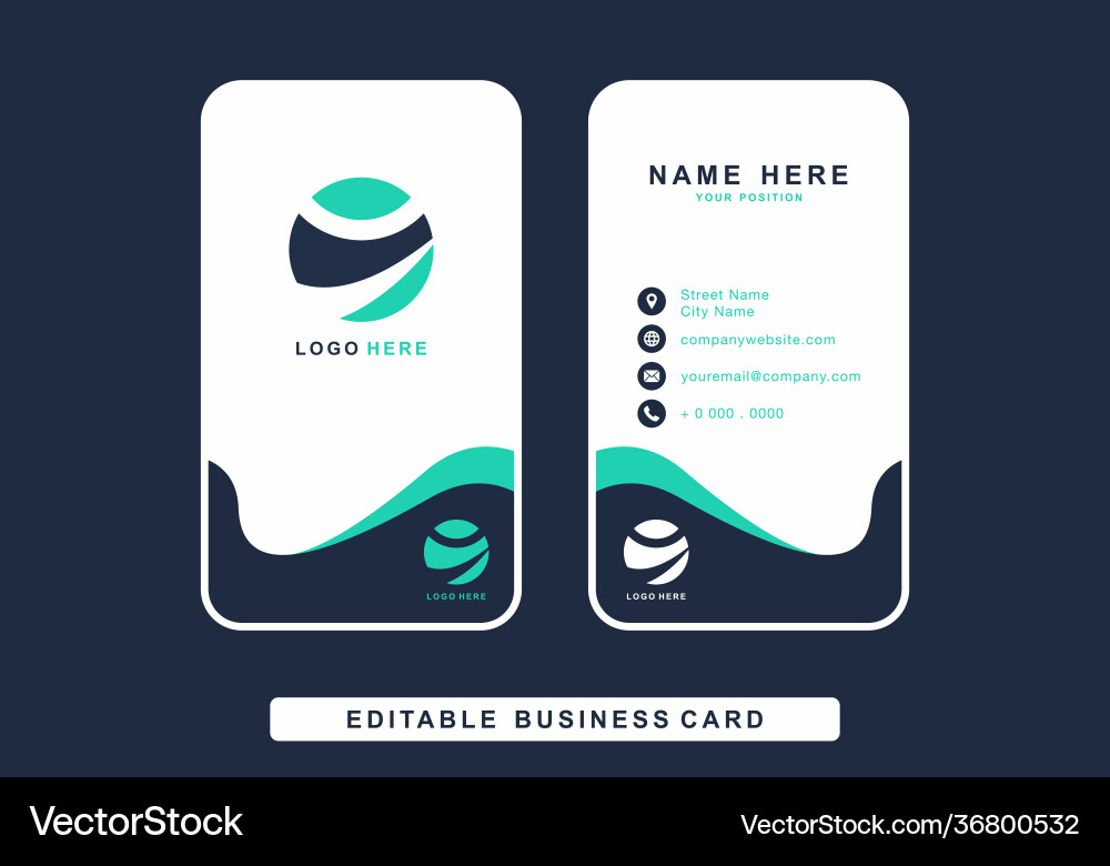 Editable template business card in portrait Vector Image