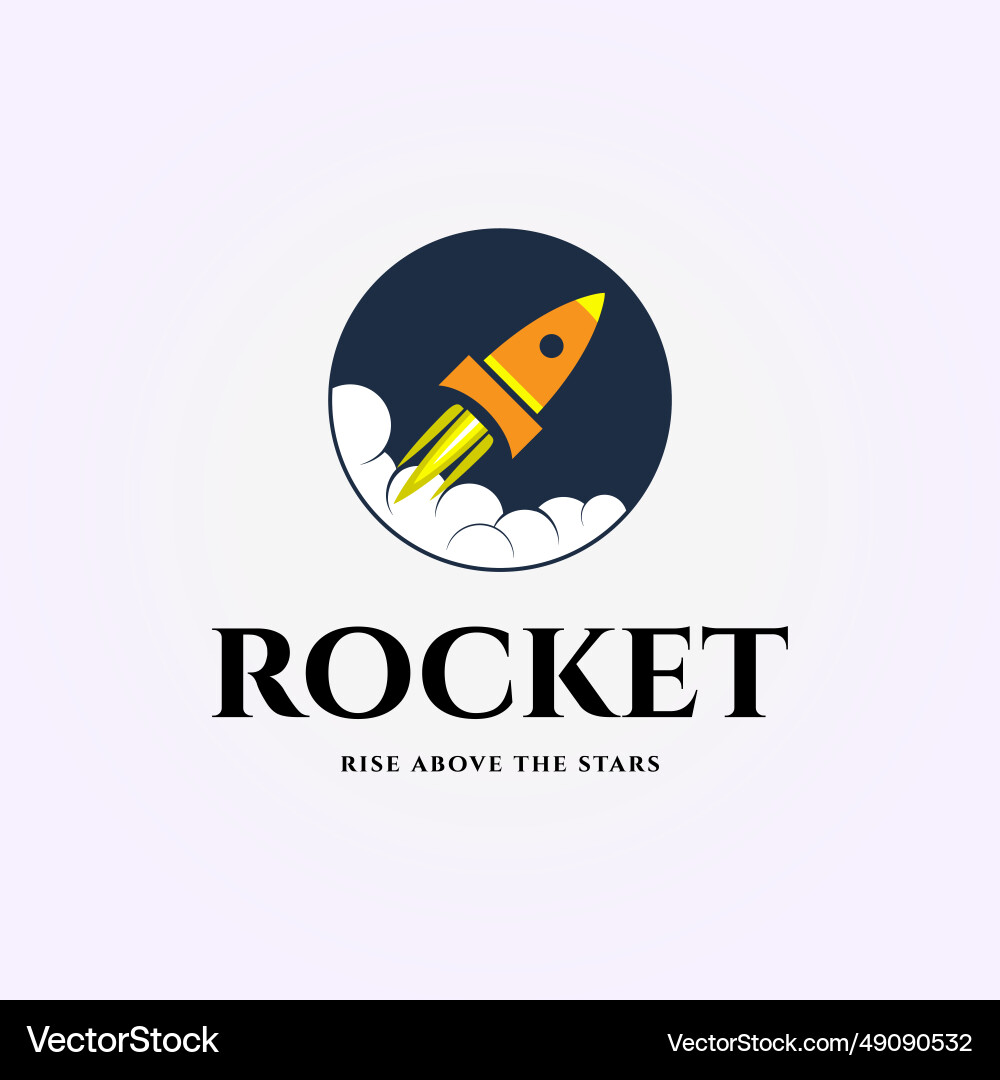 Emblem rocket logo label of spaceship design Vector Image