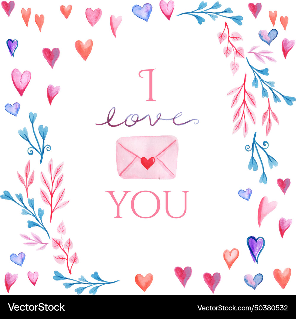 Heart decorative watercolor background Royalty Free Vector