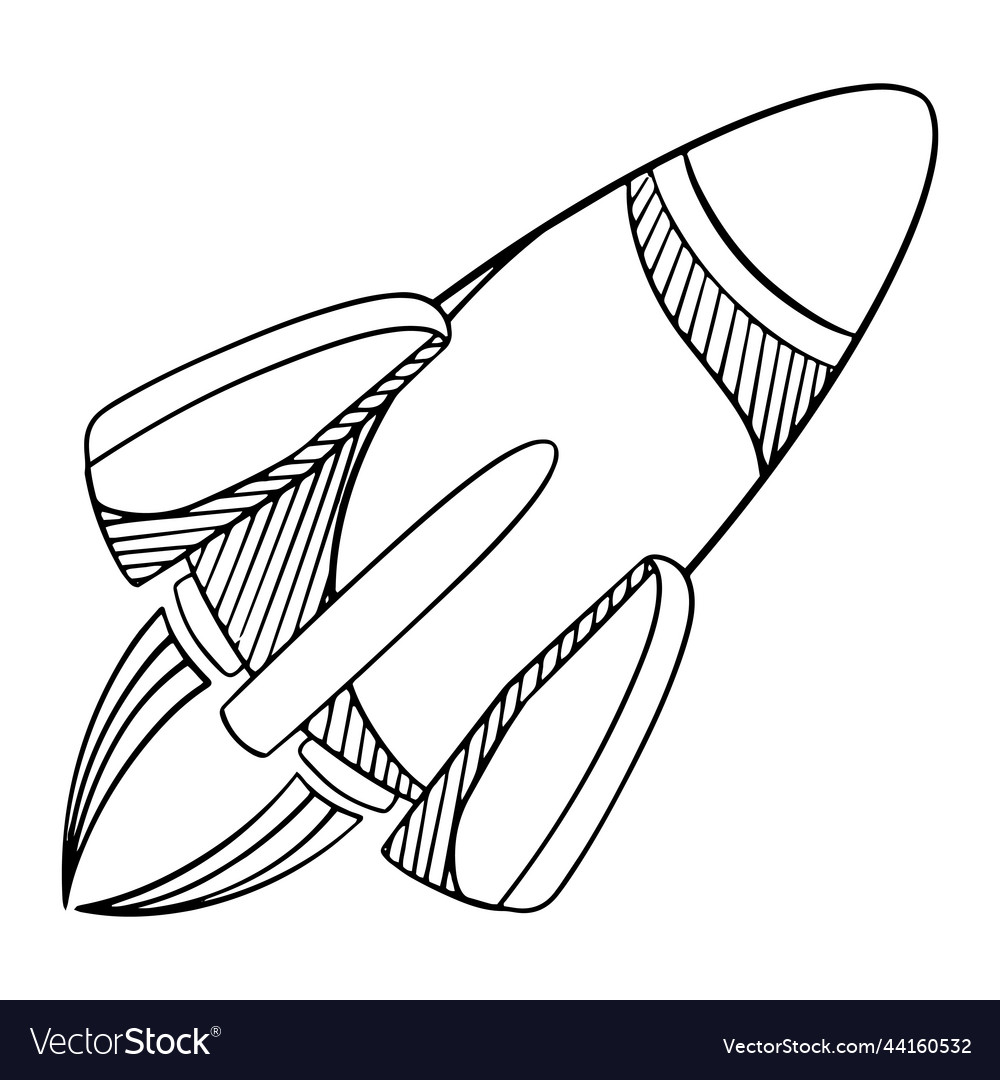 Outline space ship rocket isolated on white Vector Image