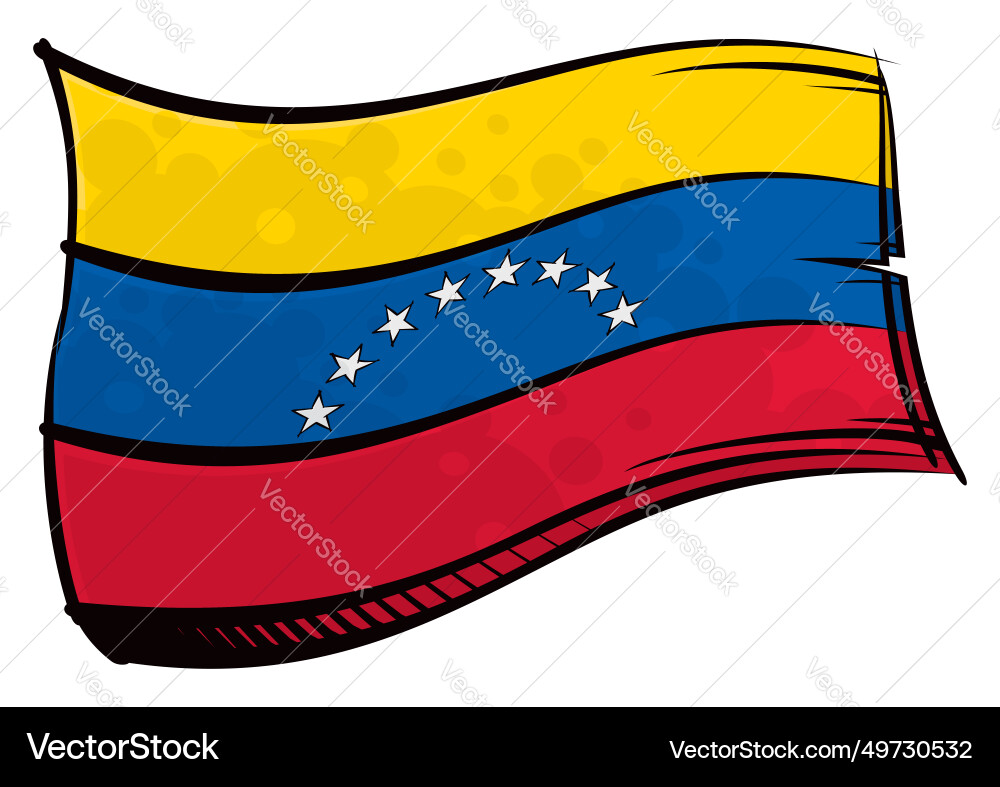Painted venezuela flag waving in wind Royalty Free Vector