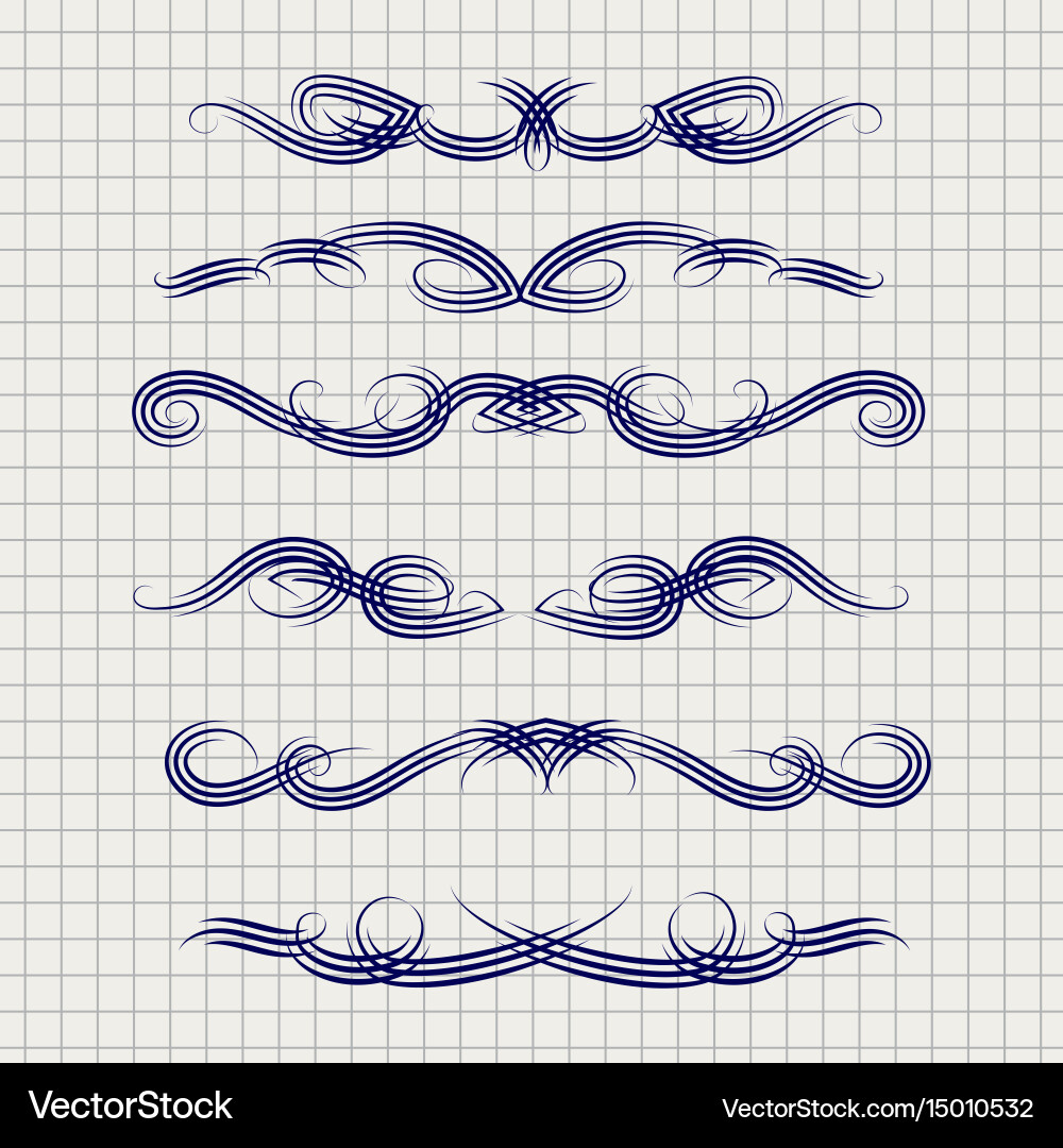 Pen decorative filigree swirled ornaments Vector Image