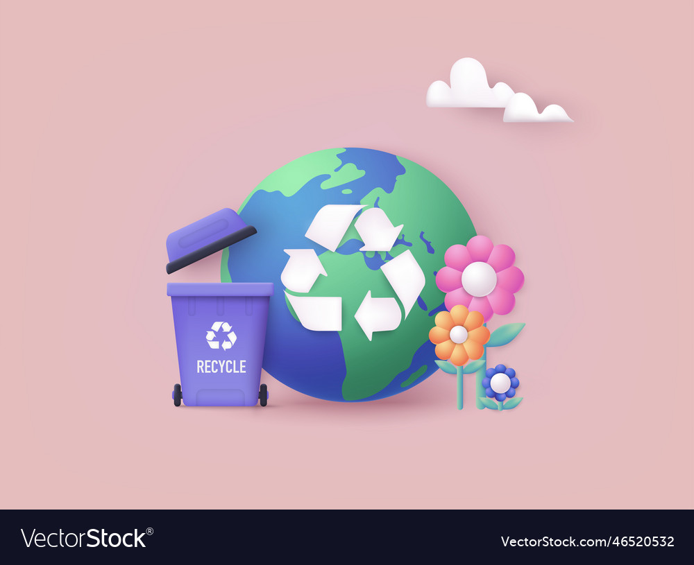 Recycling garbage bin trying to reduce co2 Vector Image