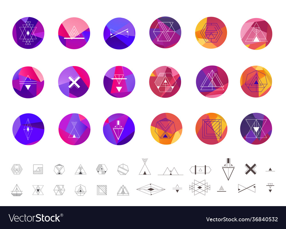 Set Abstract Sacred Geometry Symbol Royalty Free Vector
