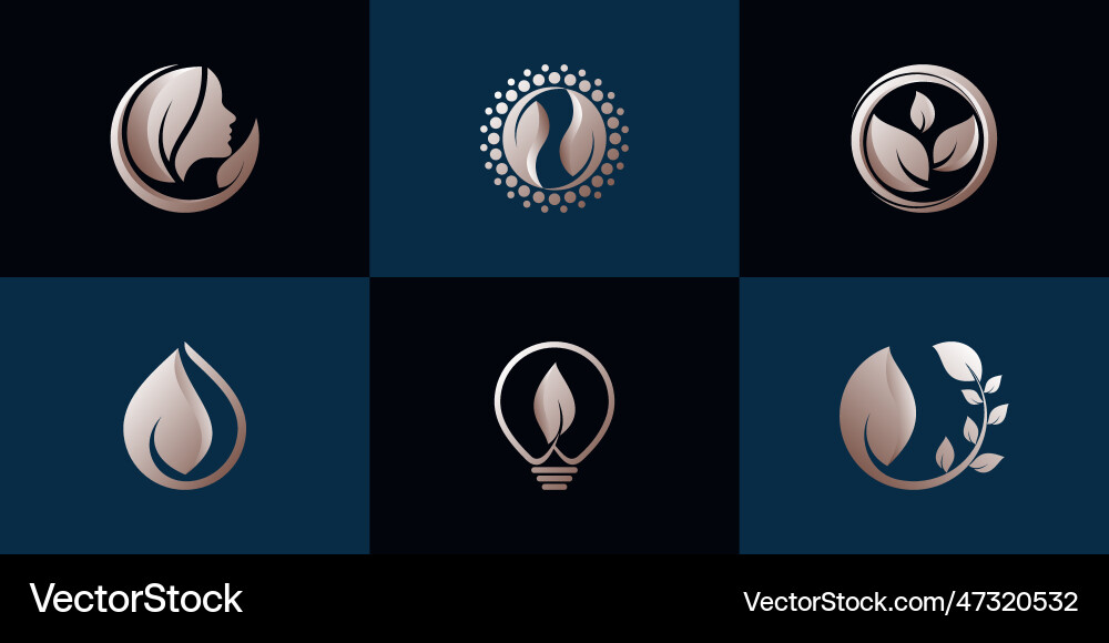 Set of nature logo with gradient style color Vector Image
