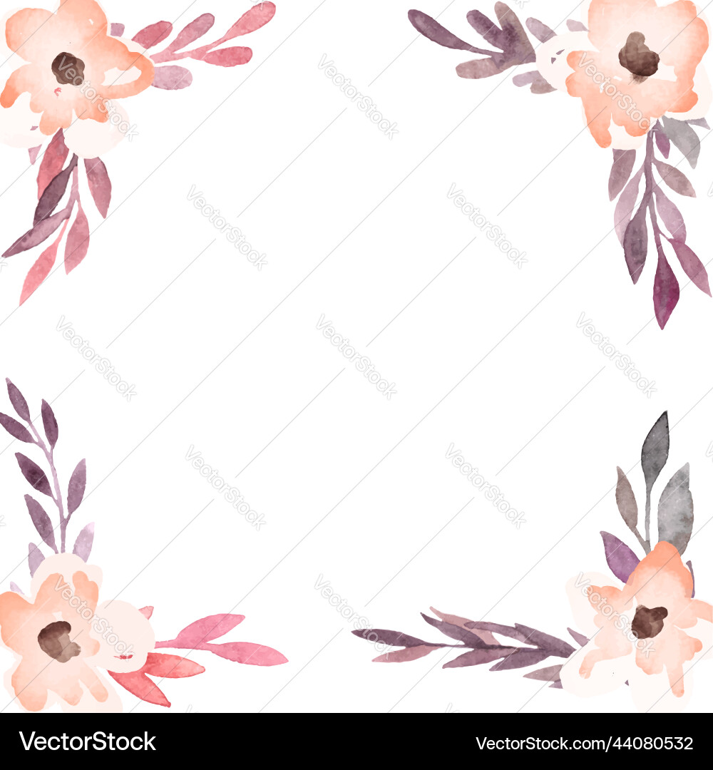 Watercolor flower frame border wedding invitation Vector Image