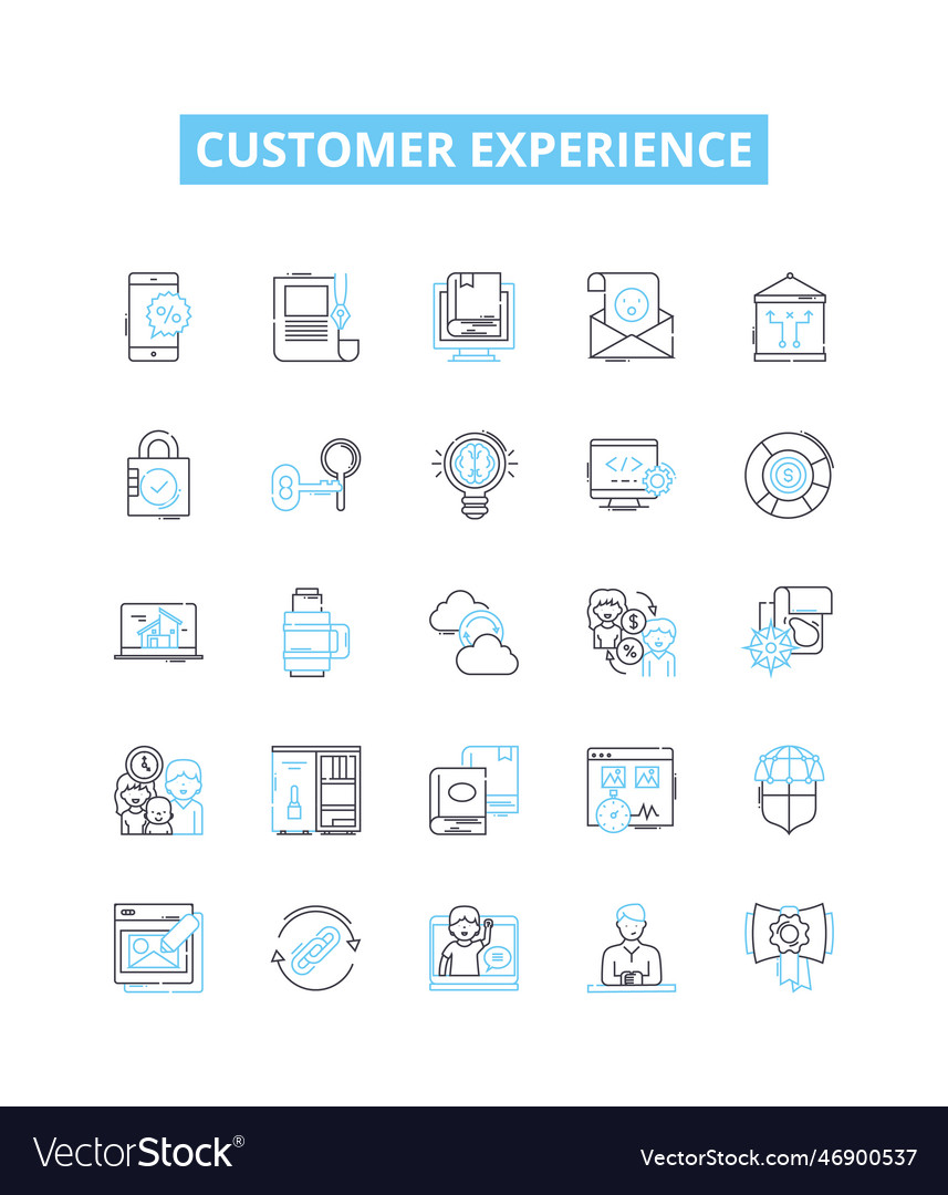 Customer experience line icons set Royalty Free Vector Image