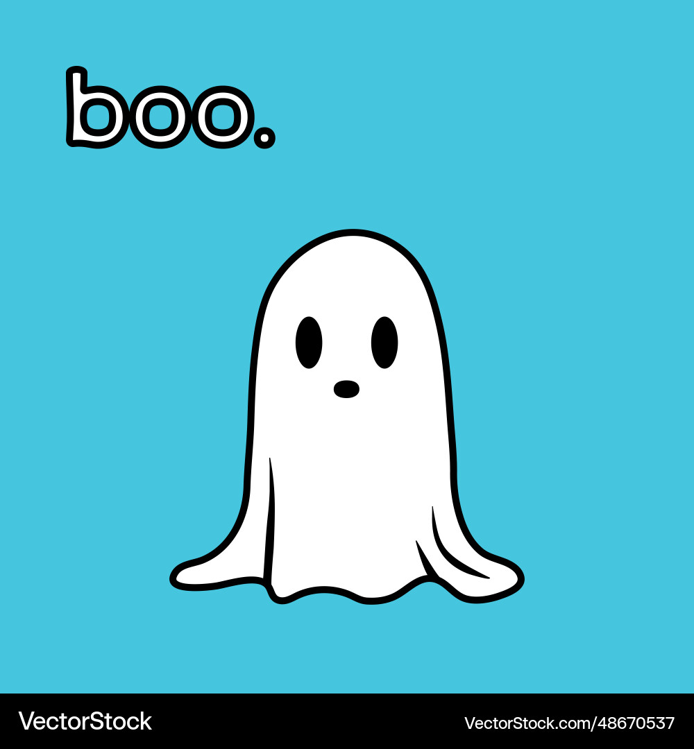Cute ghost with text boo in doodle style Vector Image