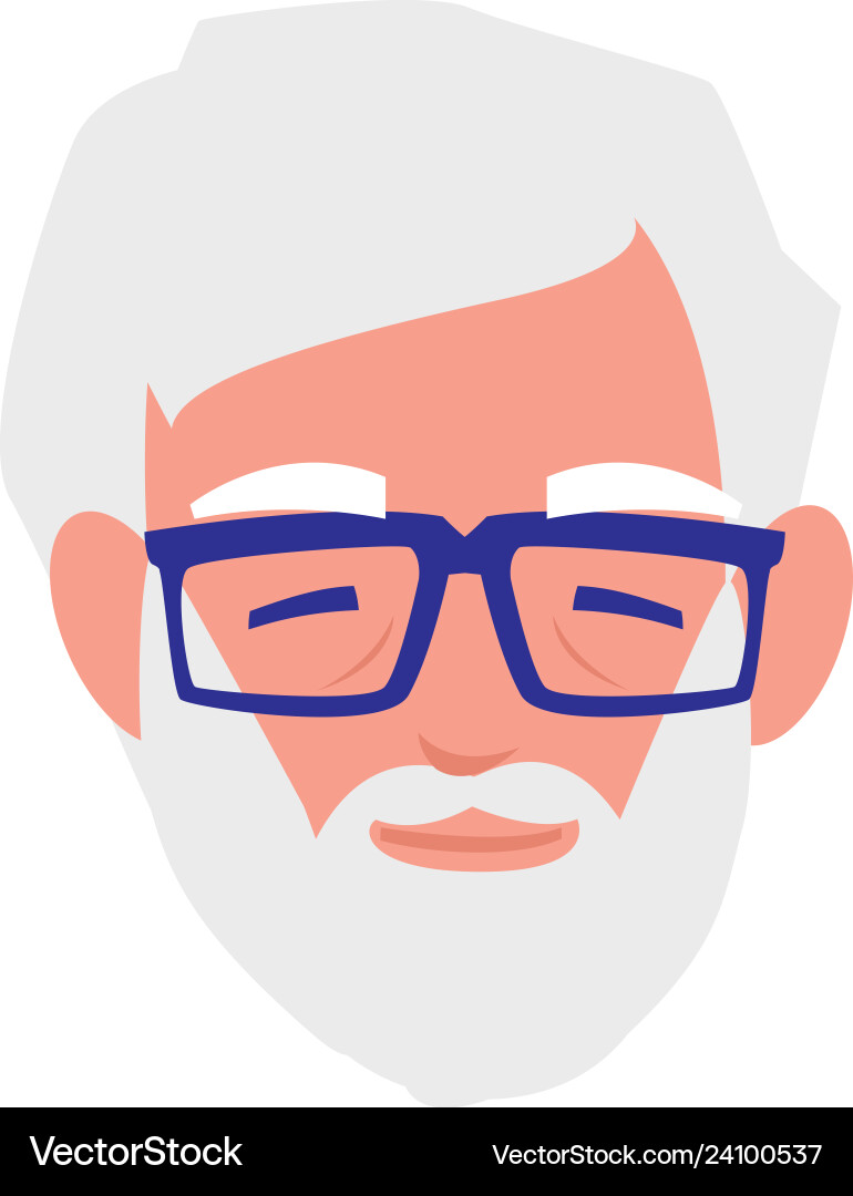 Cute grandfather head avatar character Royalty Free Vector