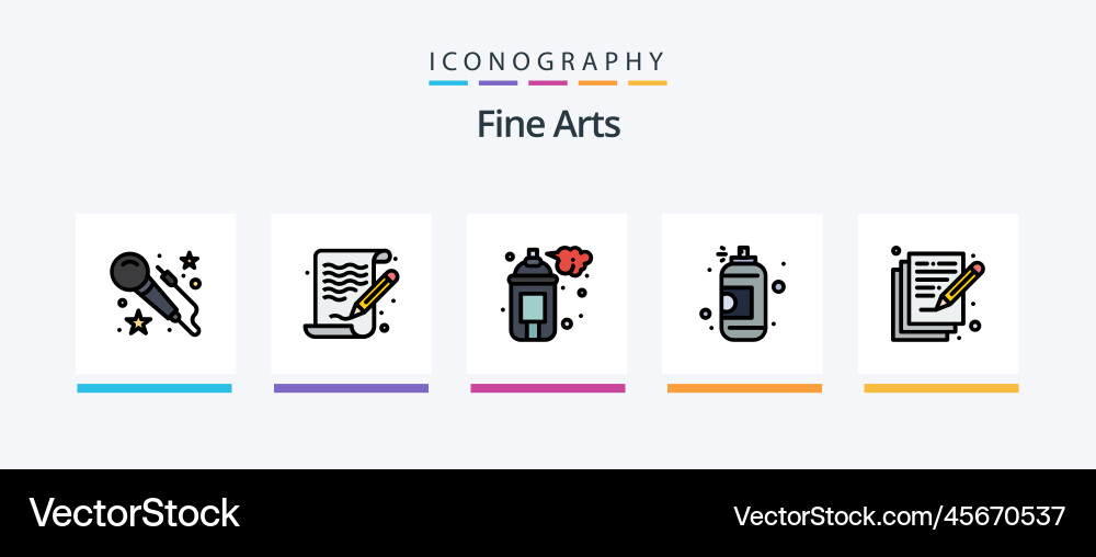 Fine arts line filled 5 icon pack including arts Vector Image
