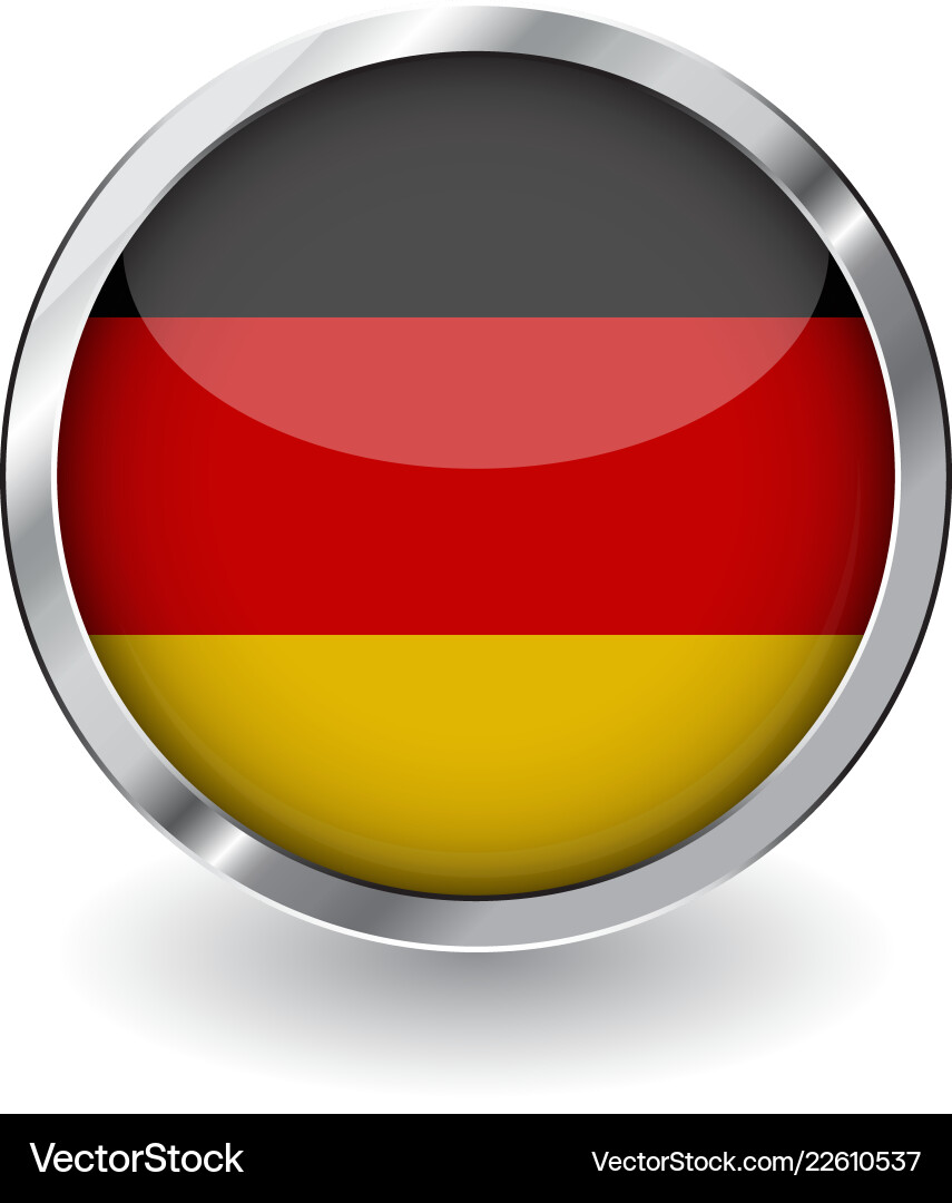 Flag of germany button with metal frame Royalty Free Vector