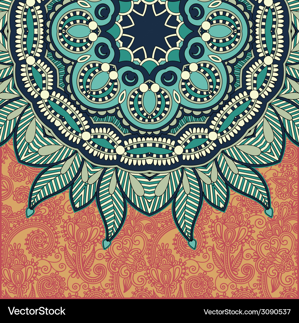 Floral round pattern in ukrainian oriental ethnic Vector Image