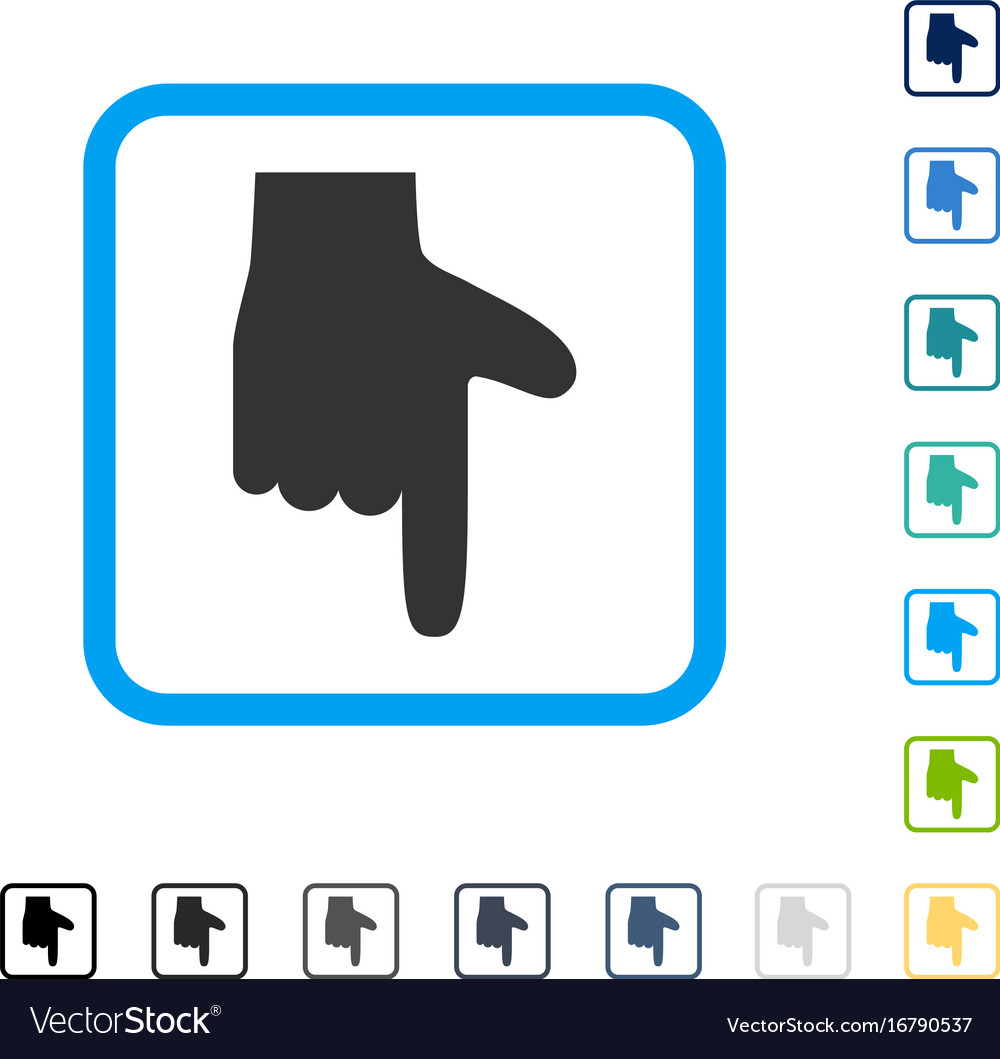 Hand pointer down framed icon Royalty Free Vector Image