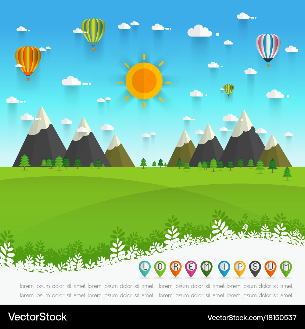 Mountain landscape on pop up paper cut style Vector Image