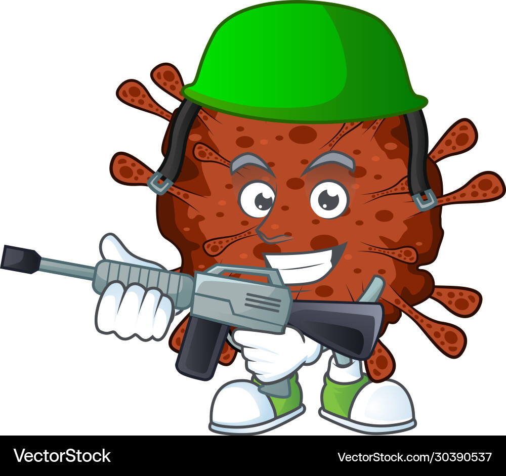Picture coronavirus as army having machine gun Vector Image