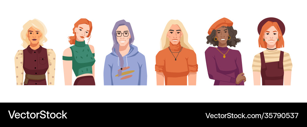Portraits diverse women multicultural people Vector Image