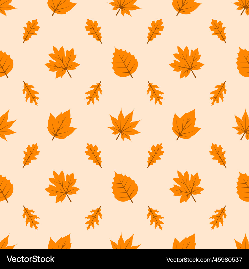 Seamless leaves orange fresh color background Vector Image