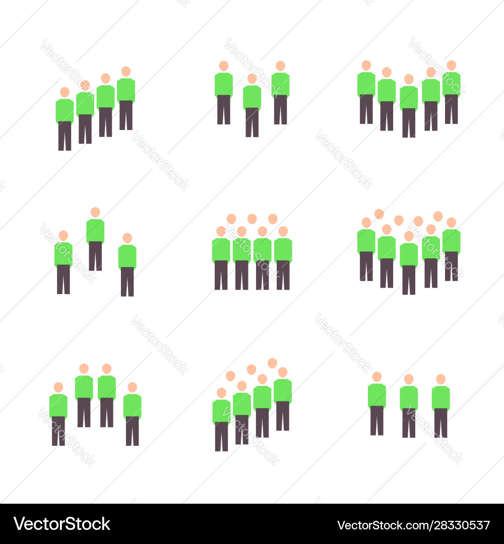 Set people meeting crowd in flat style Royalty Free Vector