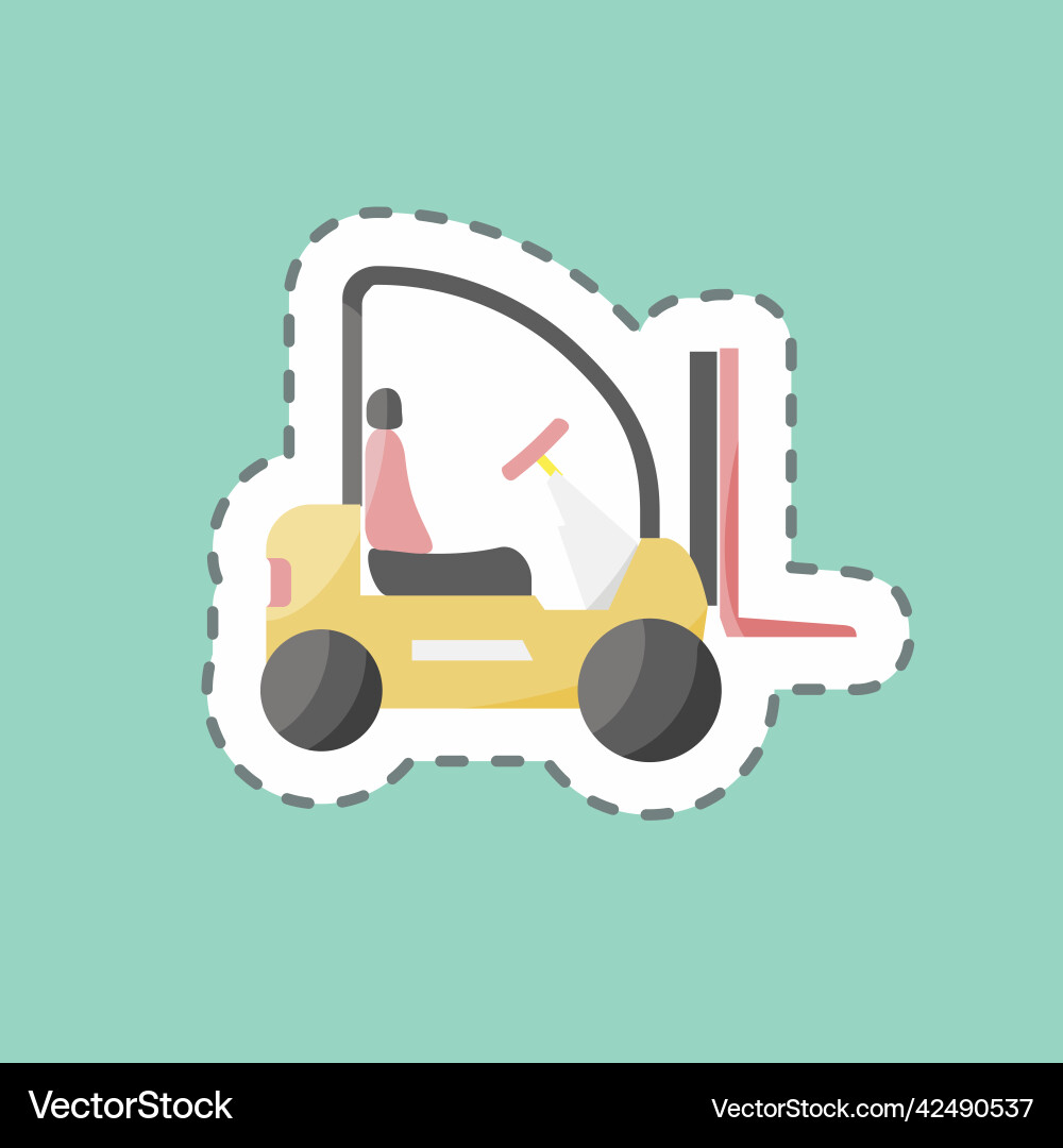 Sticker line cut lifter truck suitable Royalty Free Vector