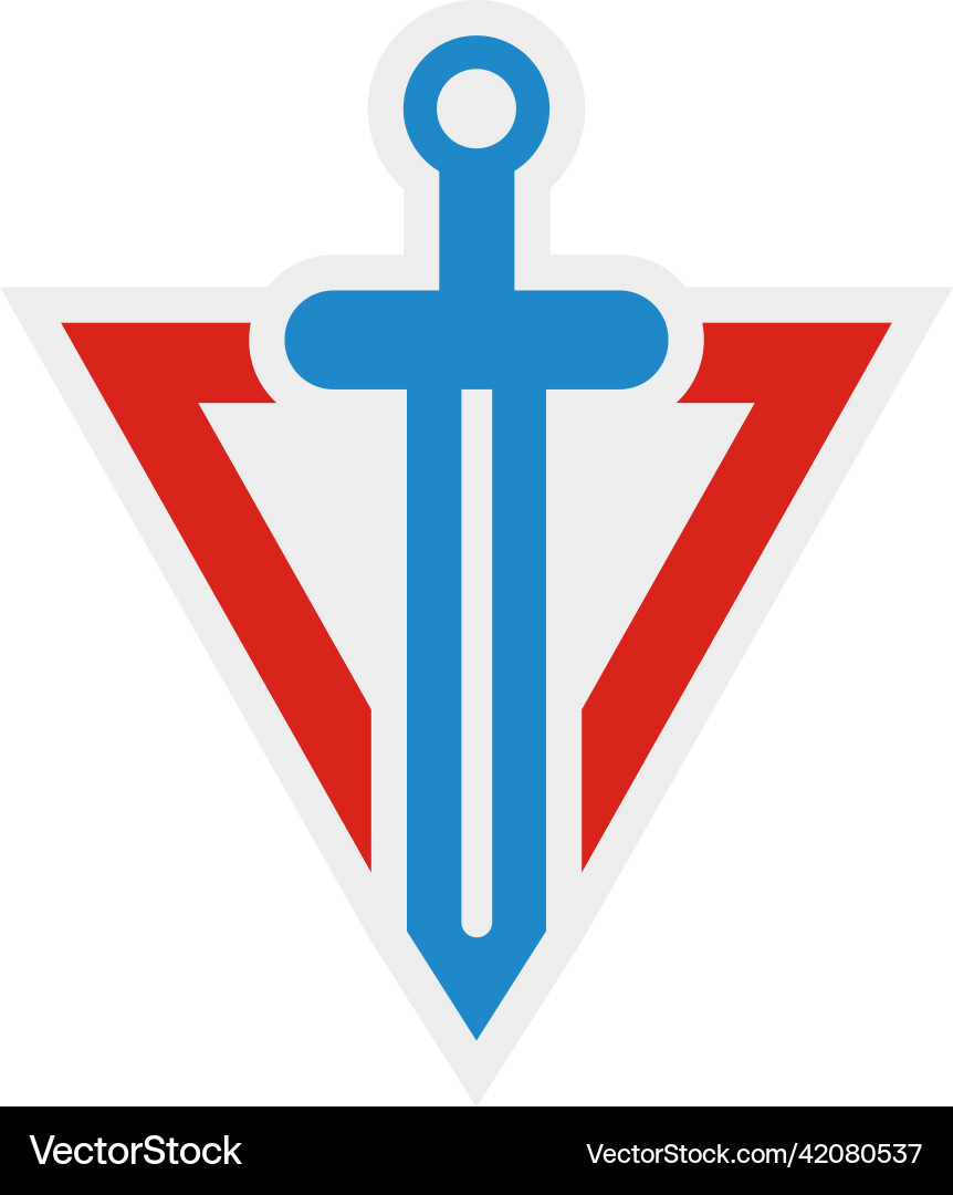 Sword insignia color triangle emblem superhero Vector Image