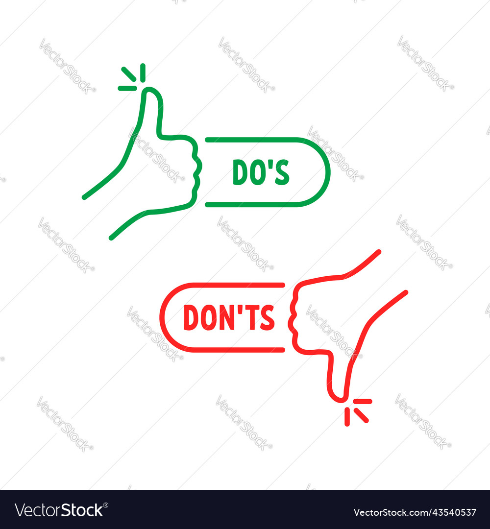 Thumbs Up And Down Like Dos And Donts Royalty Free Vector