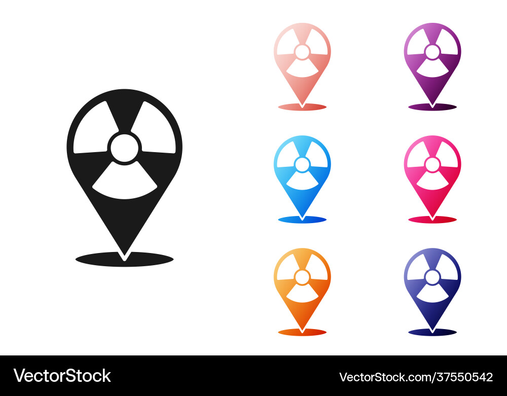 Black radioactive in location icon isolated Vector Image
