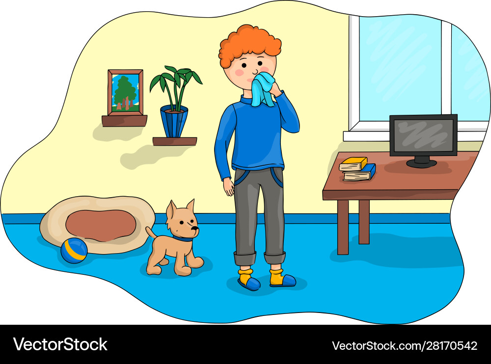 Boy uses a handkerchief children Royalty Free Vector Image