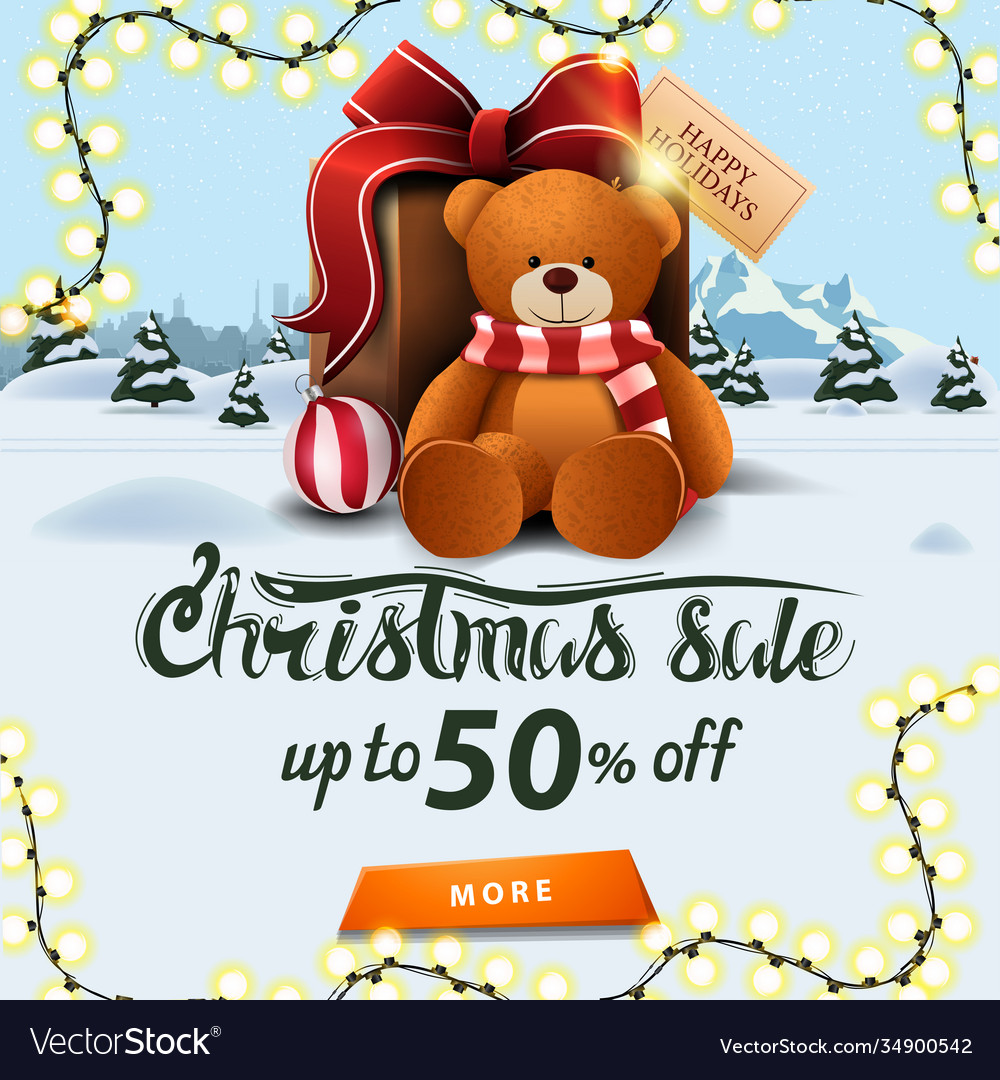 Christmas sale up to 50 off square banner Vector Image