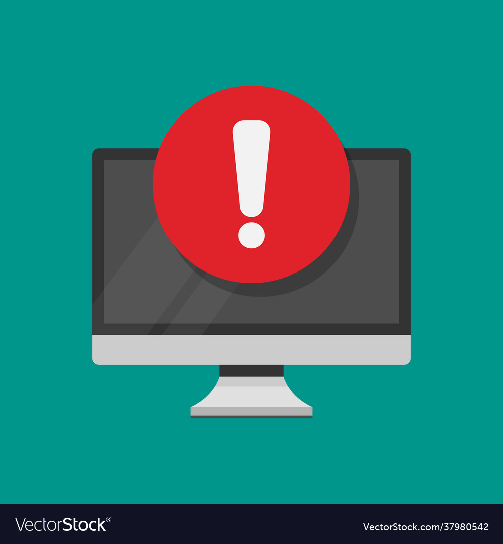 Computer monitor with exclamation mark icon Vector Image