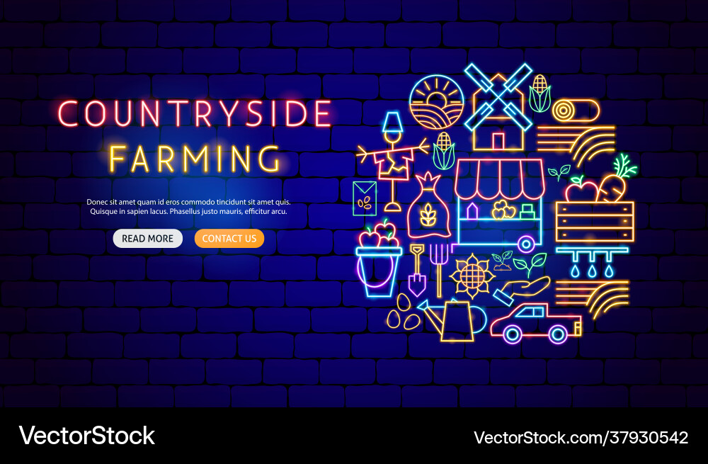 Countryside neon banner design Royalty Free Vector Image