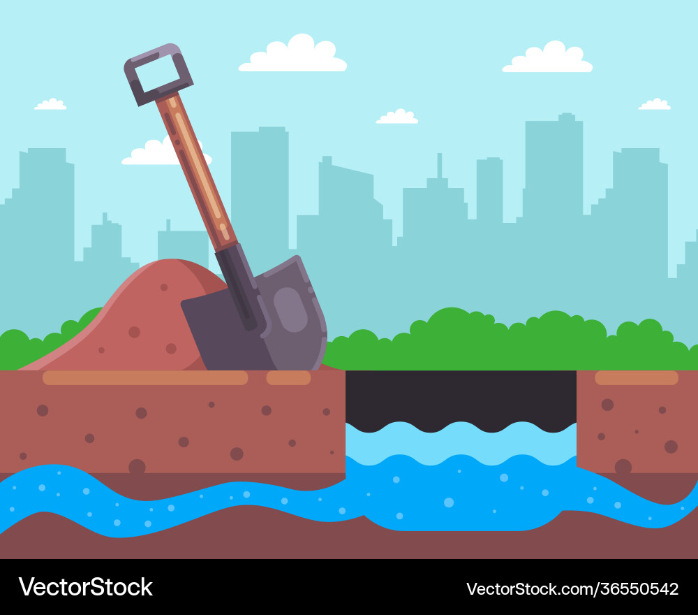 Dig a hole for a well find an underground river Vector Image