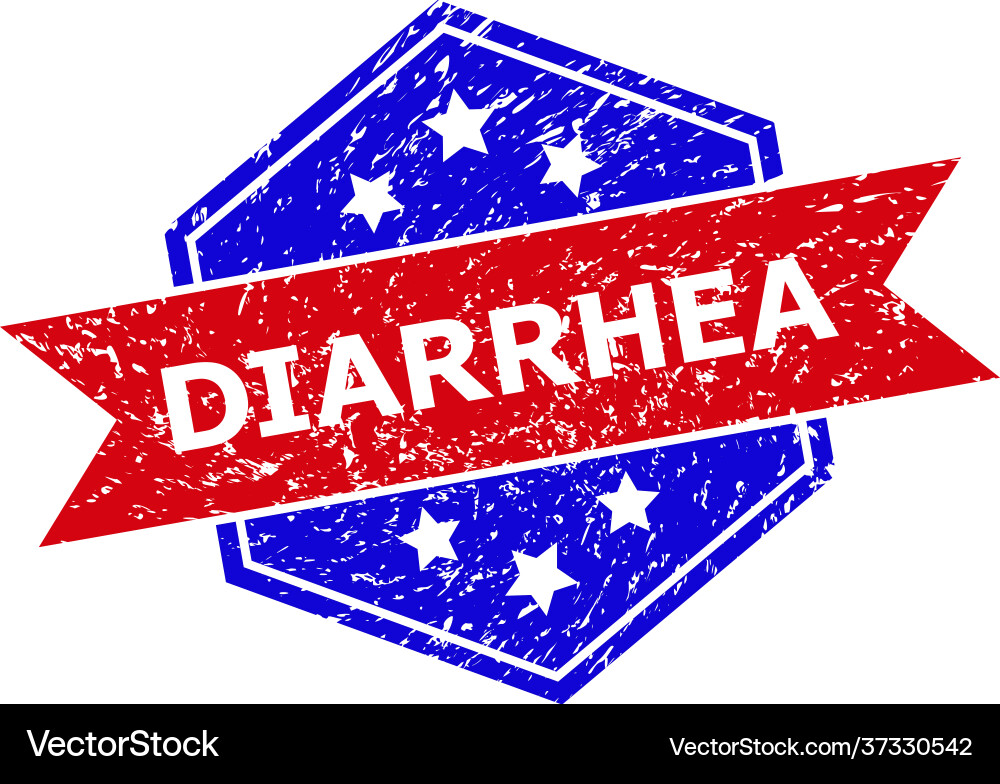 Hexagon bicolor diarrhea rubber stamp with rubber Vector Image