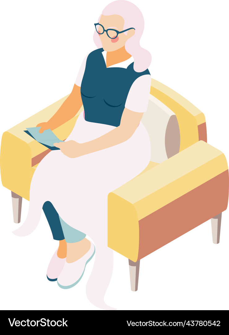 Isometric senior woman Royalty Free Vector Image