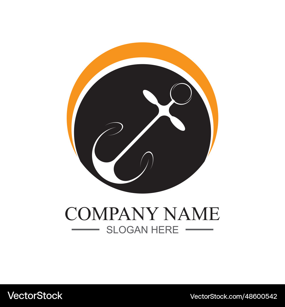 Marine retro emblems logo with anchor and rope Vector Image