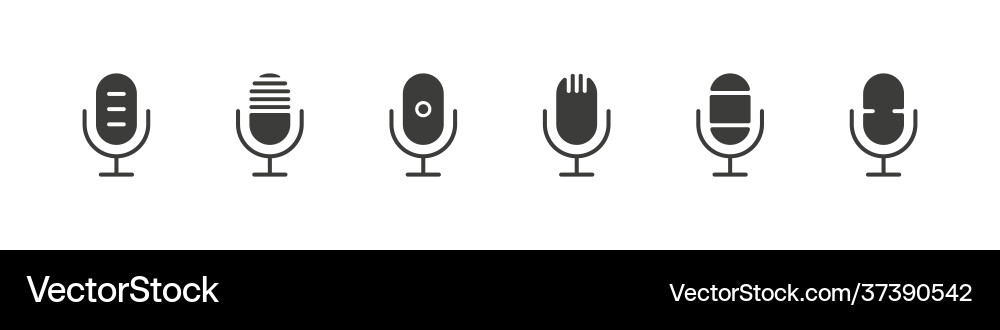 Microphone icons set mic signs podcast Royalty Free Vector